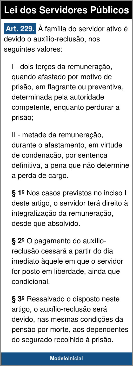 Artigo 229 - Lei dos Servidores Públicos / 1990