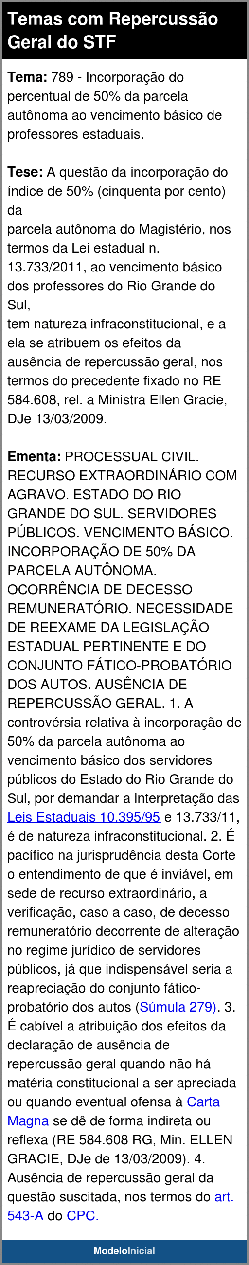 Tema 789 - Temas com Repercussão Geral do STF