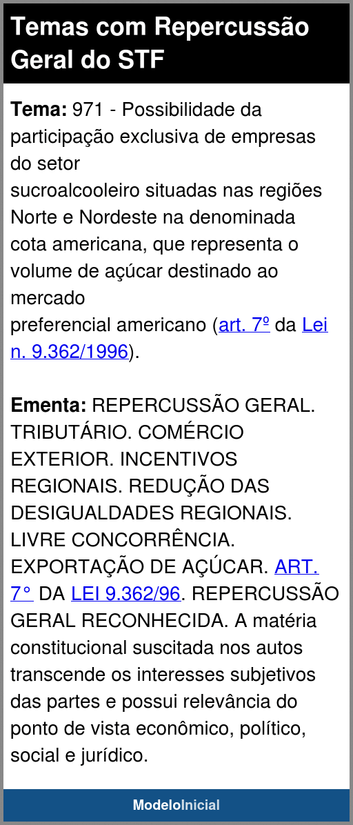 Tema 971 - Temas com Repercussão Geral do STF