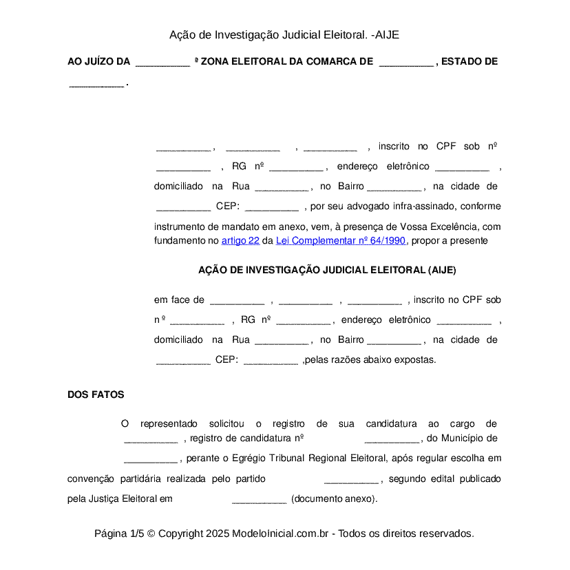 Ações de Investigação Judicial Eleitoral - AIJE
